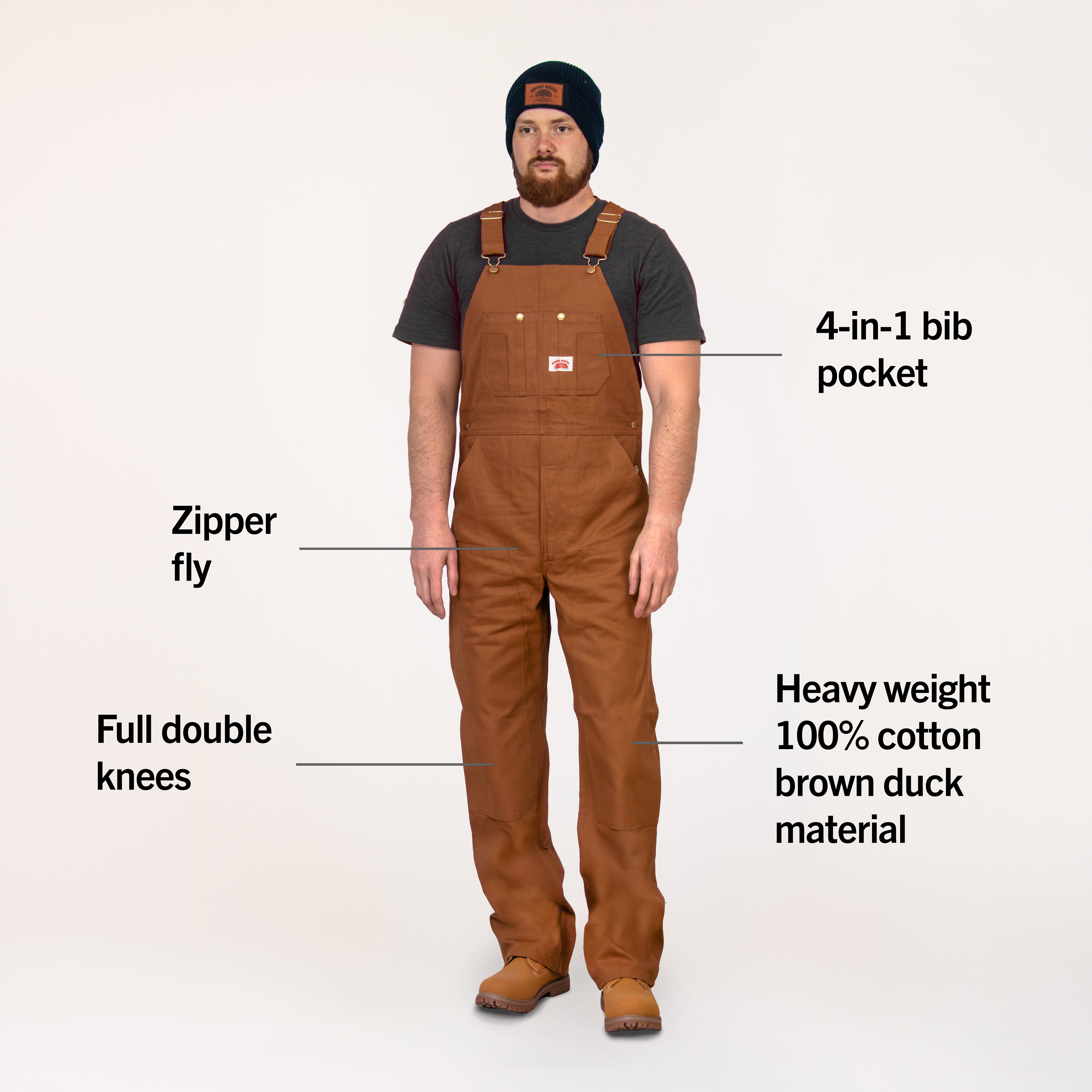 #83 Brown Duck American Made Overalls Made in USA Heavy Duty Bib ...